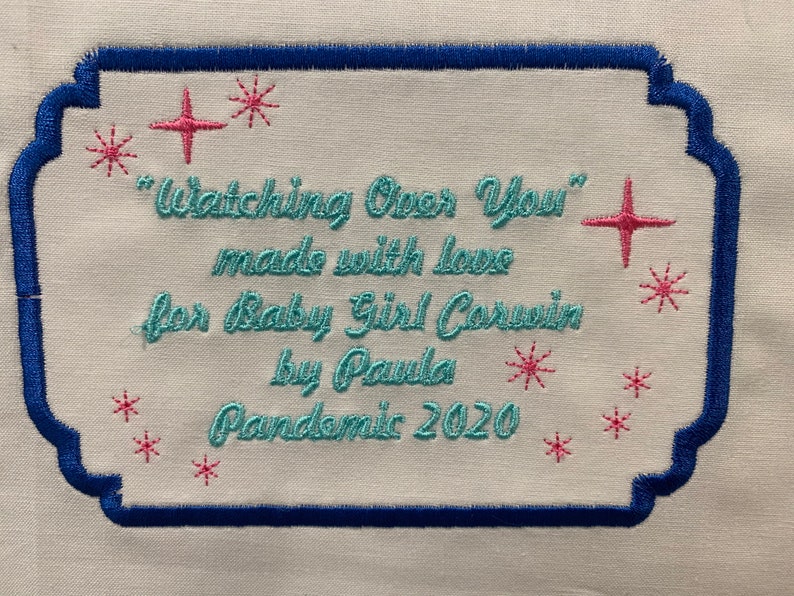 Embroidered Quilt Label: Custom Wording and Border - Etsy