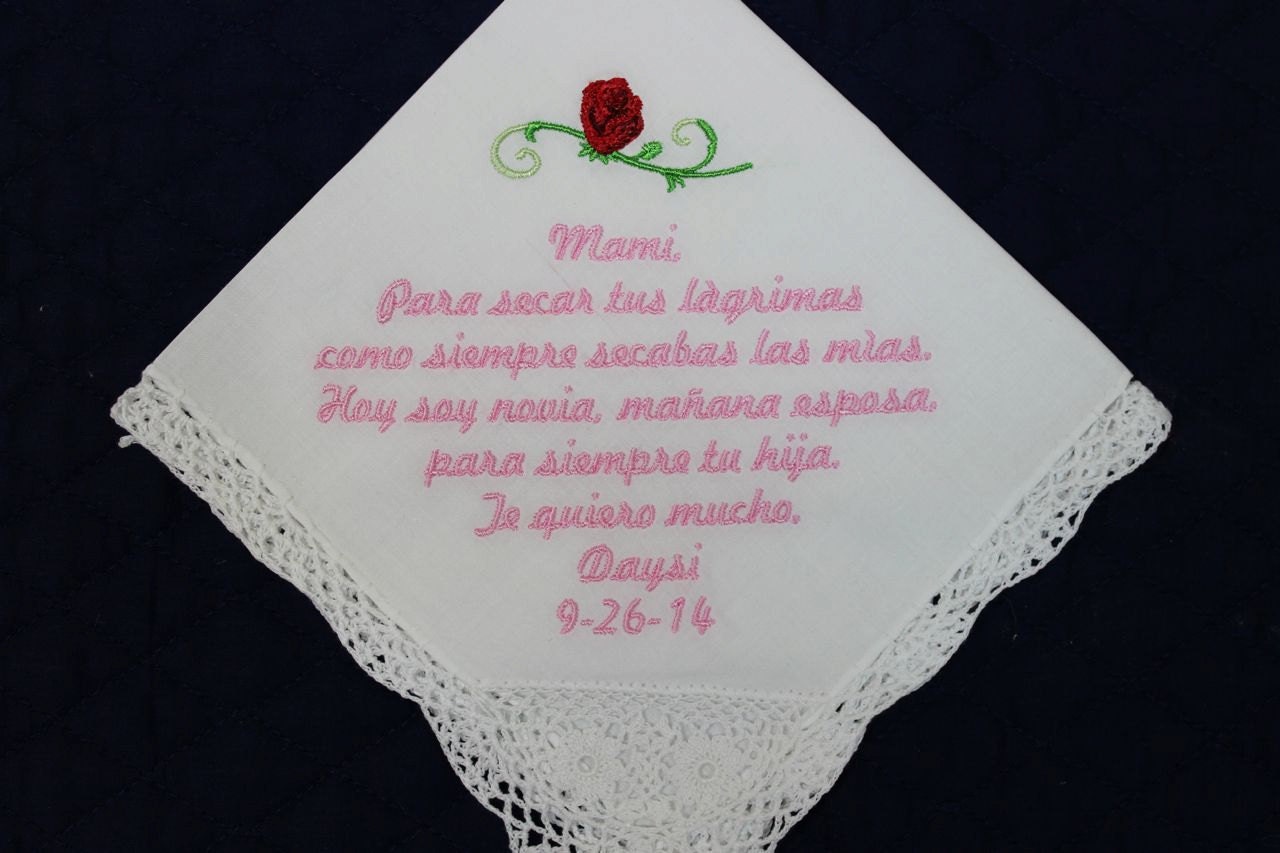 Mother of the Bride Handkerchief in Spanish corner Design - Etsy