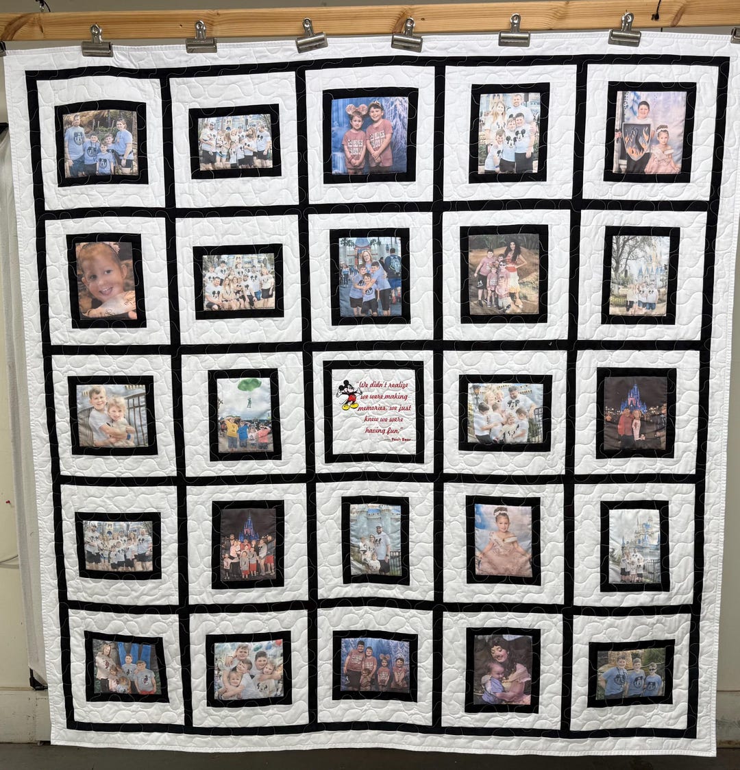 Disney Vacation Photo Memory Quilt With 24 Pictures; an Embroidered Box ...