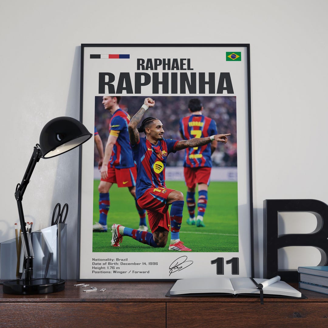 Raphinha Digital Poster | Football Poster Printable | Digital Soccer ...