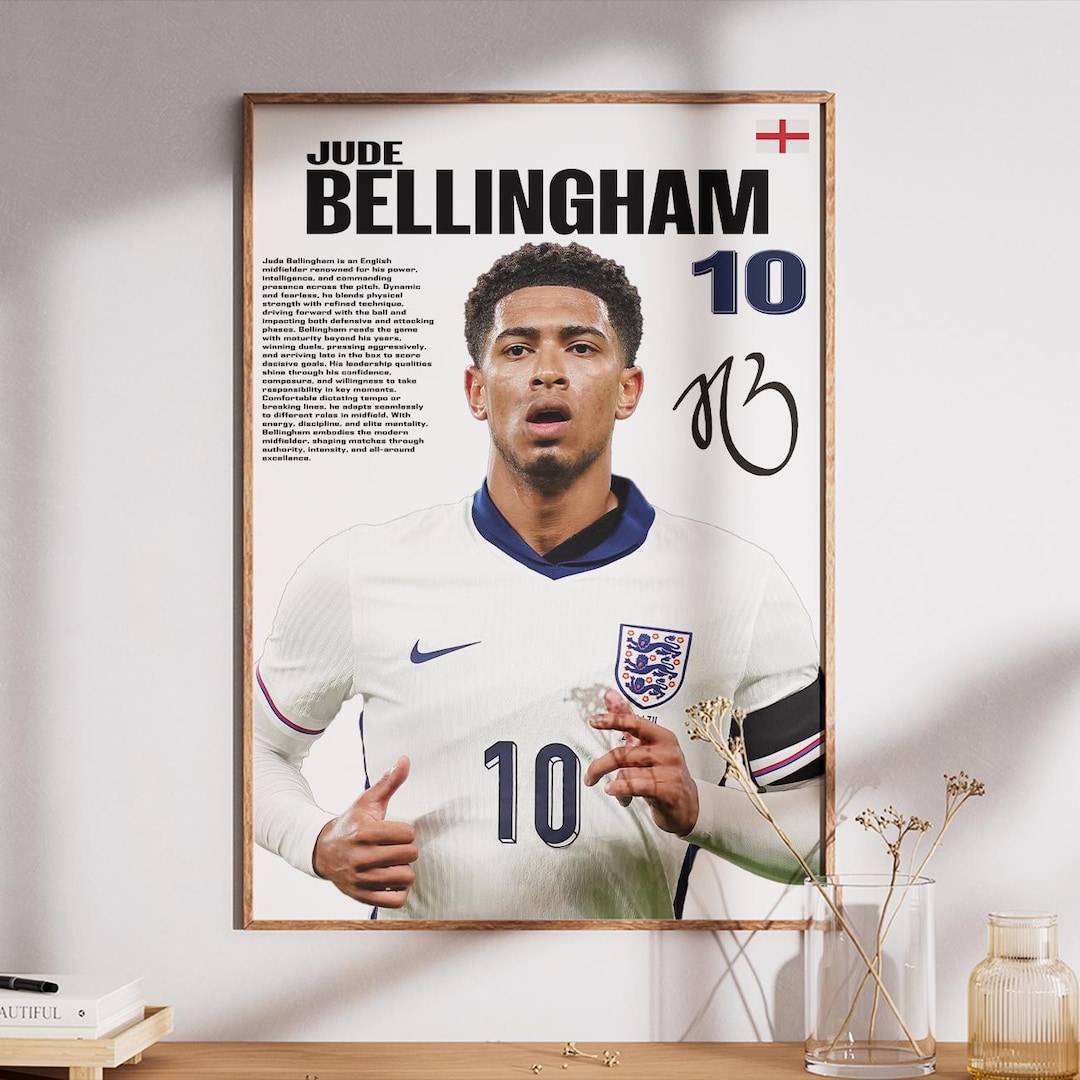 Jude Bellingham Poster | Football Poster Printable | Soccer Wall Art ...