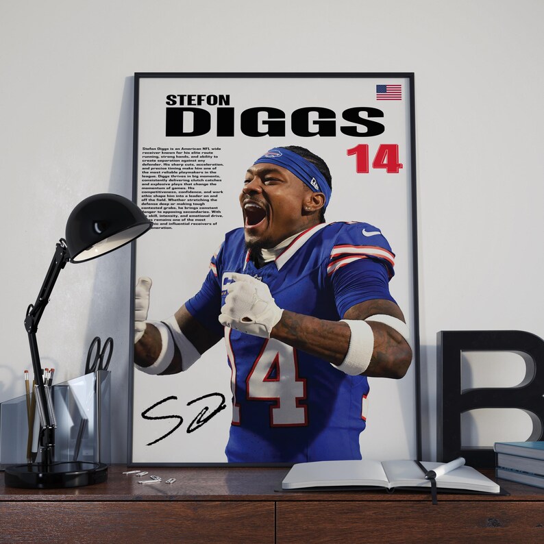 Stefon Diggs Digital Poster, Sports Poster Printable | Digital Sports ...