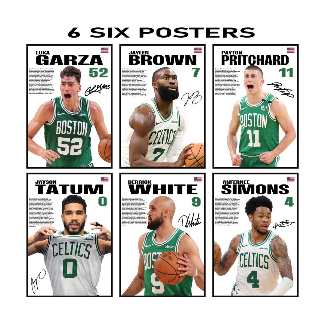 Basketball Poster Bundle Set of 6 | Tatum, Brown, White, Pritchard ...