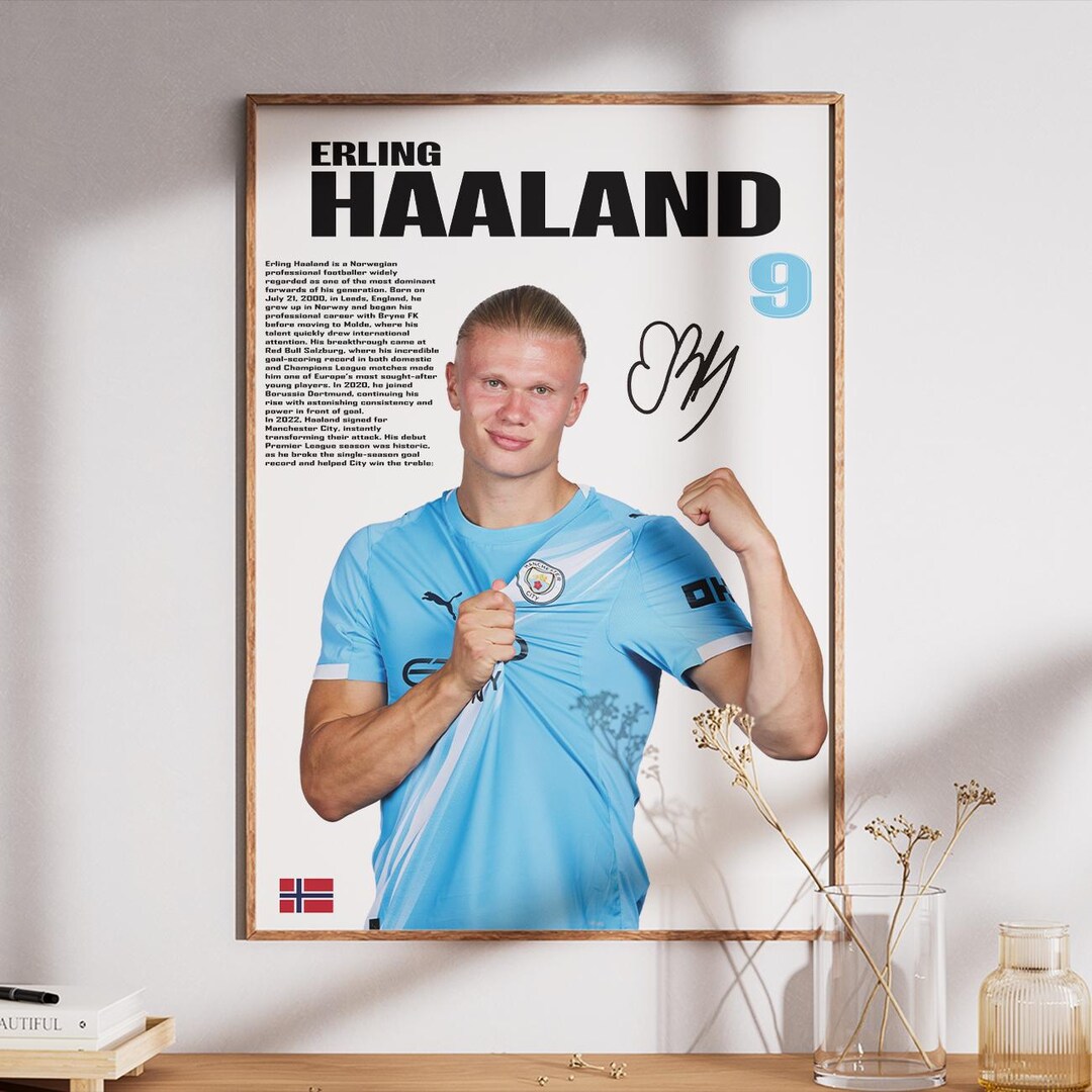Erling Haaland Poster | Football Poster Printable | Soccer Wall Art ...
