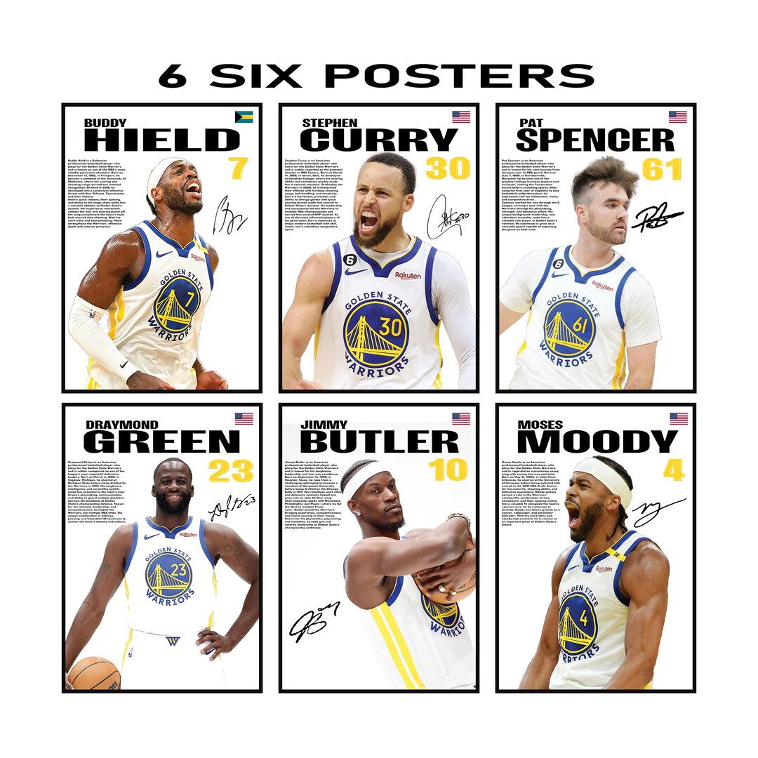 Golden State Warriors Poster Bundl, 6 NBA Player Prints, Curry, Green ...