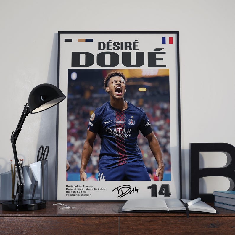 Football Team Posters Bundle | 6 Posters | Ousmane Dembélé, Désiré Doué ...
