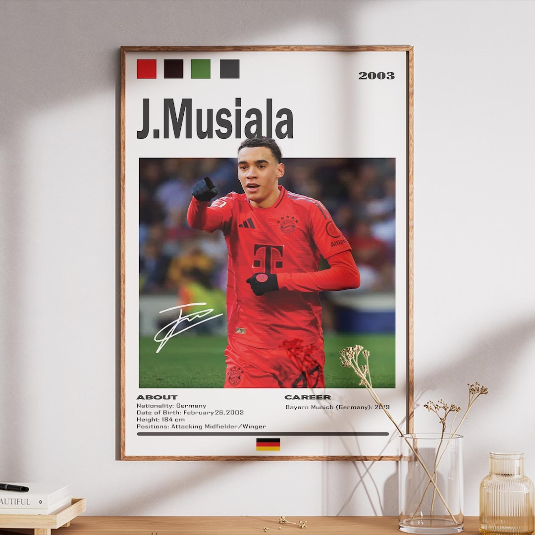 Jamal Musiala Poster | Football Poster Printable | Soccer Wall Art ...