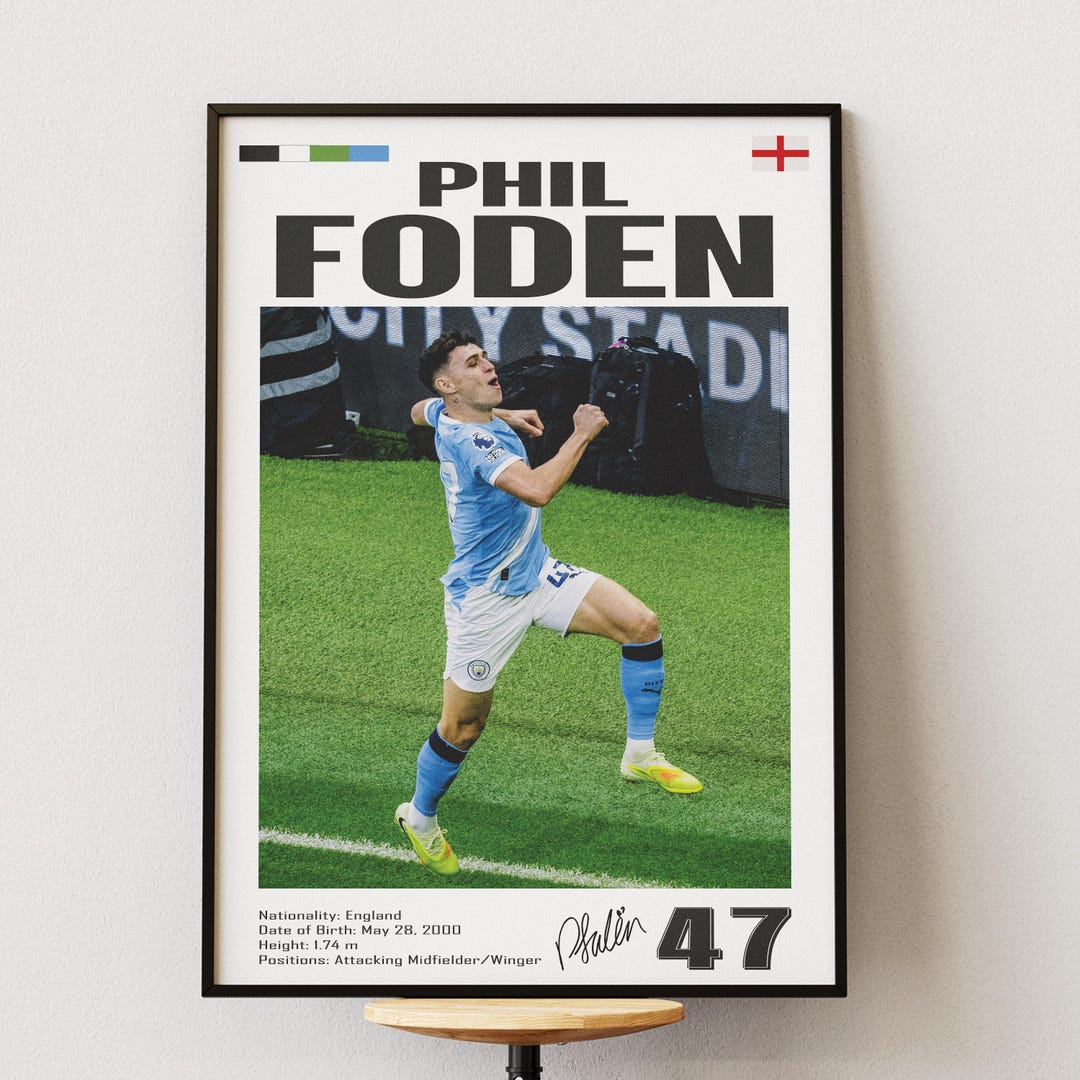 Phil Foden Poster, the Citizens Poster, Soccer Printable Art, Sport ...