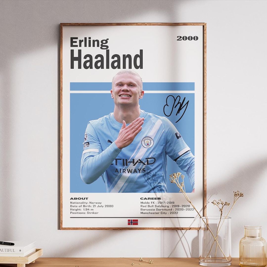 Erling Haaland Poster | Football Poster Printable | Soccer Wall Art ...