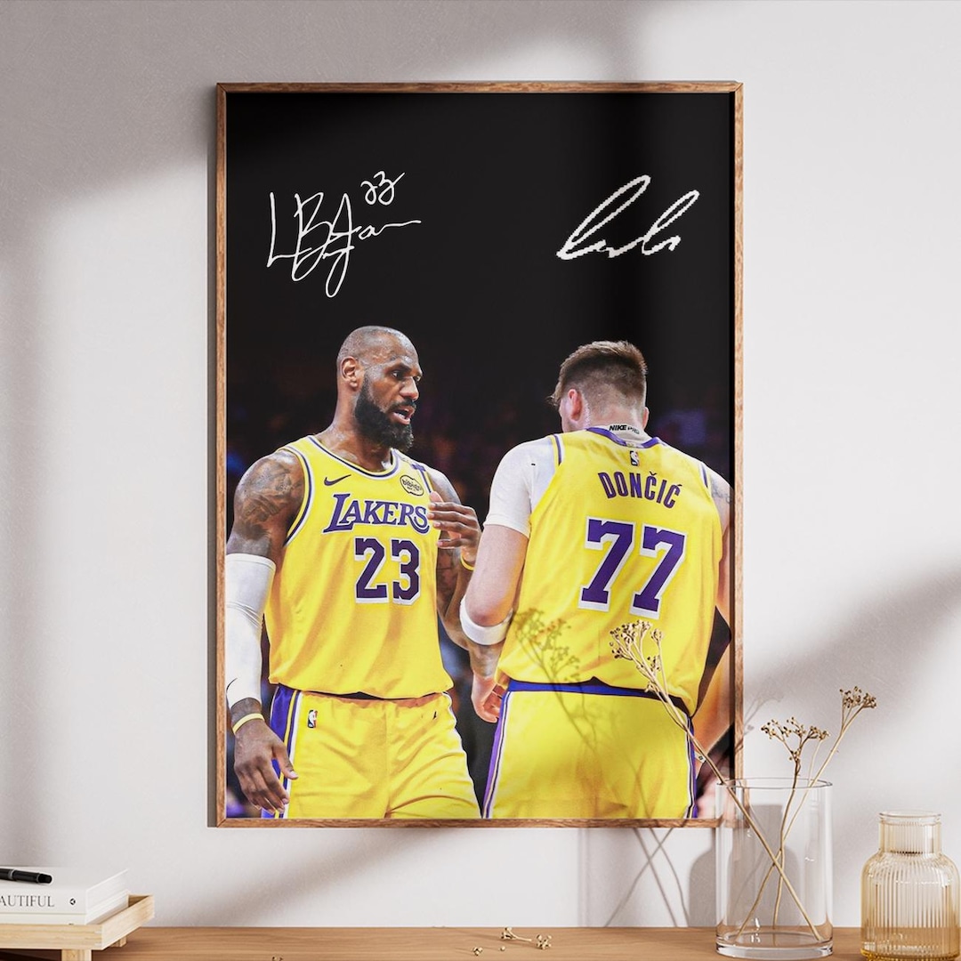 LeBron James x Luka Doncic Lakers Poster, Basketball Wall Art, NBA ...