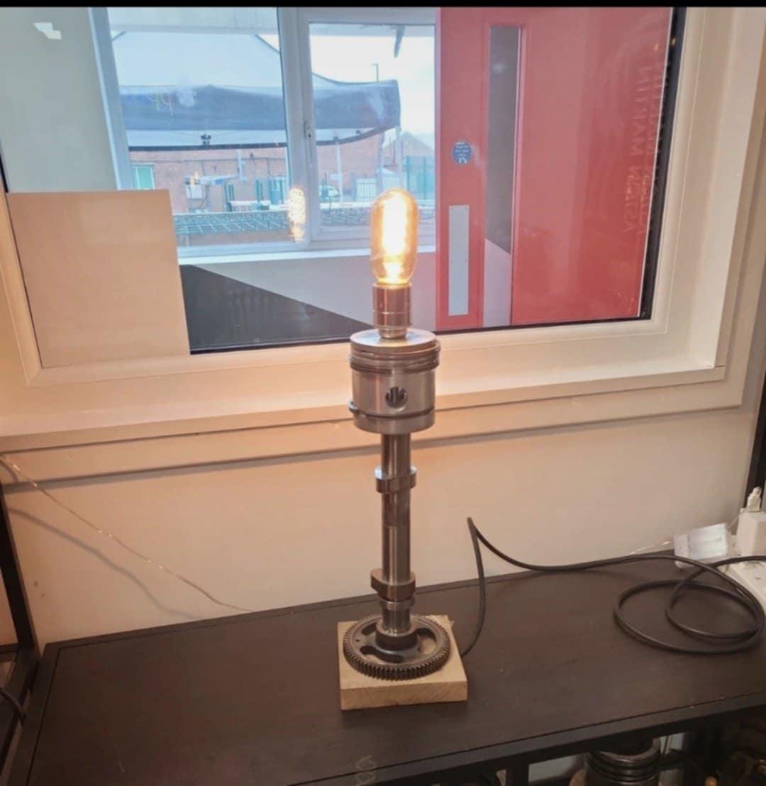 Handmade Upcycled Cam & Piston Lamp – Industrial Automotive Home Decor ...