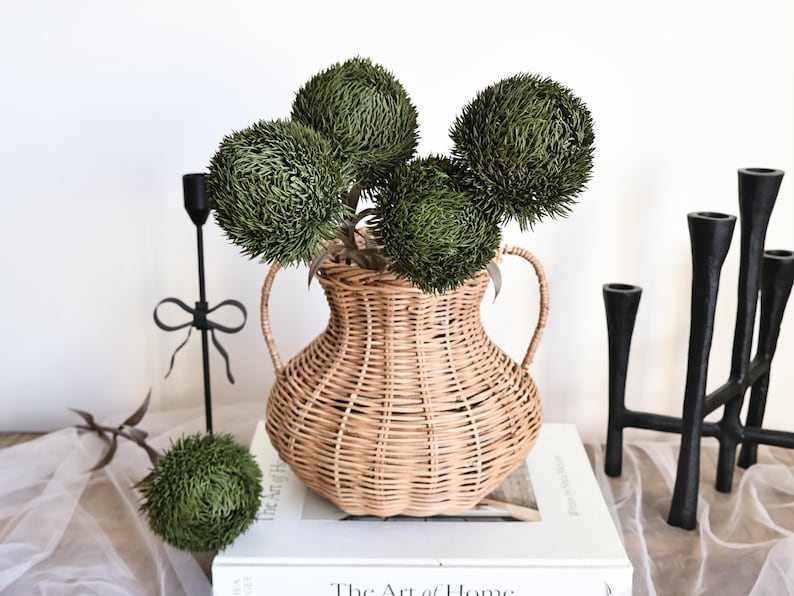 Real Touch Green Dianthus Ball Stem – Artificial Plant for Home Decor ...