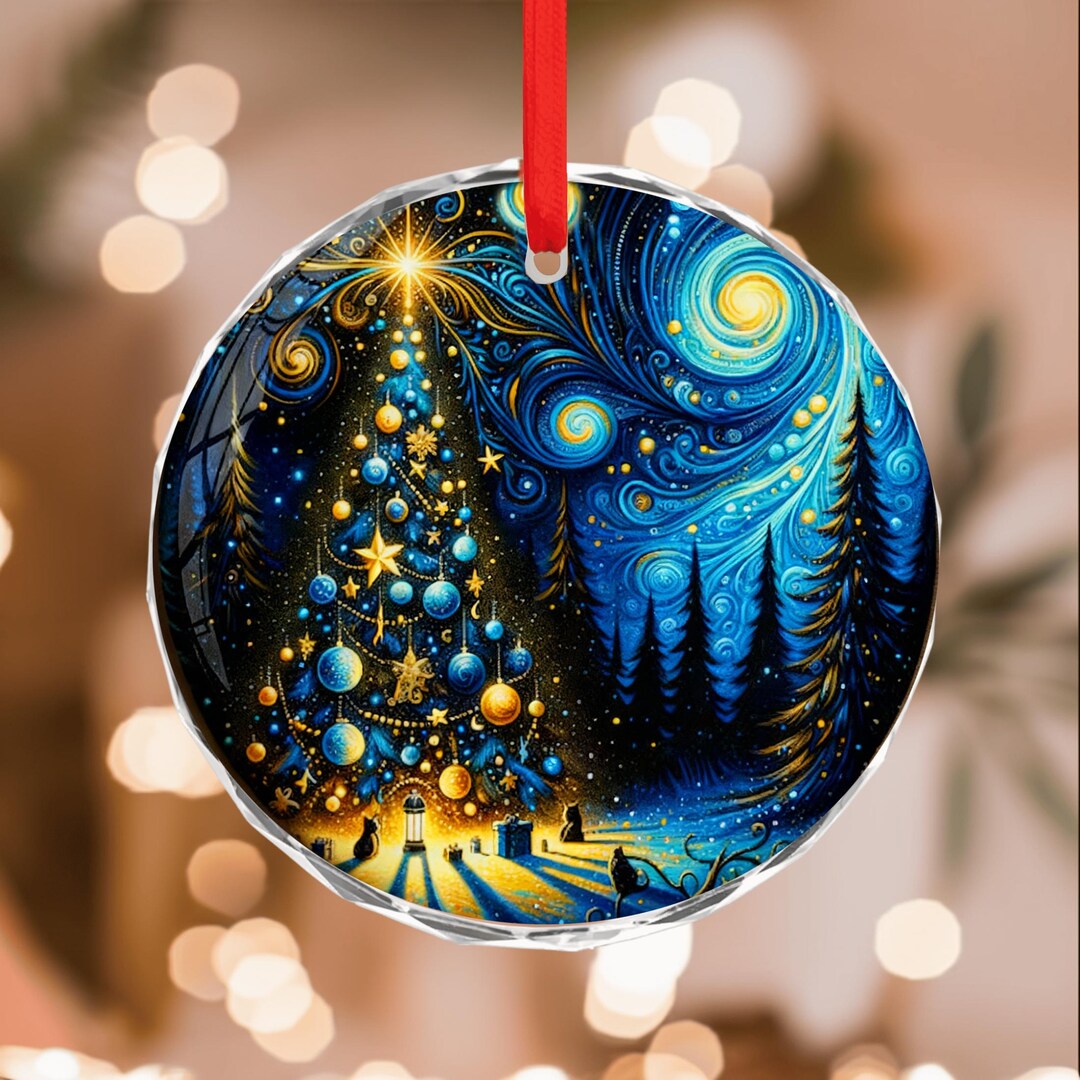3D Christmas Tree Effect Ornament, Holiday Gift Idea, Starry Night ...