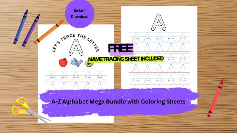 Toddler Alphabet Tracing Worksheets | A-Z Coloring Pages (digital ...
