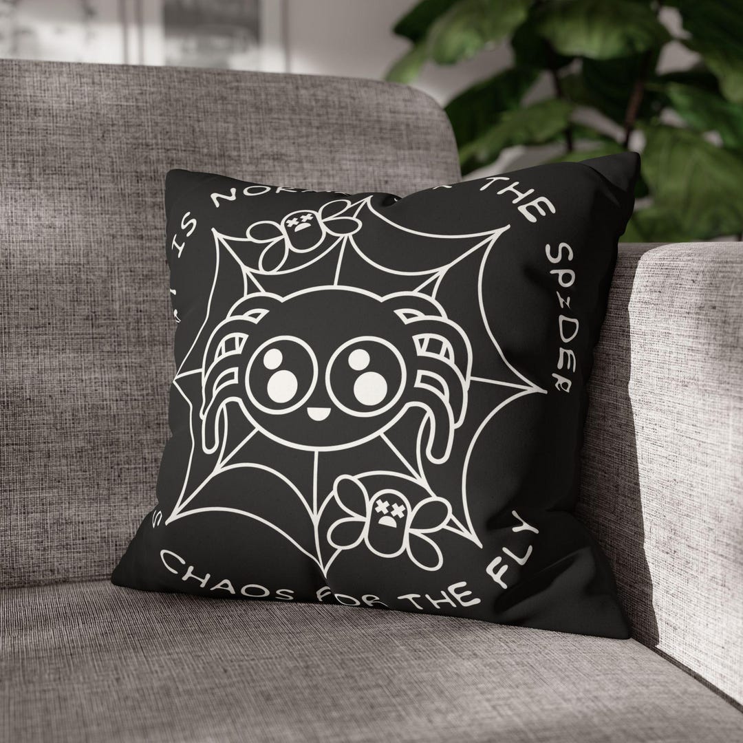 Pastel Goth Pillow Cover: Kawaii Chibi Spiderweb and Fly With Occult ...