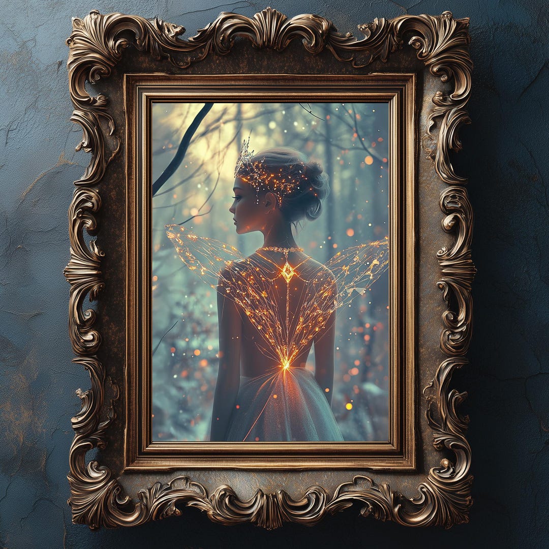 Enchanted Forest Fairy Angel Wall Art - Magical Ethereal Angelic Figure ...