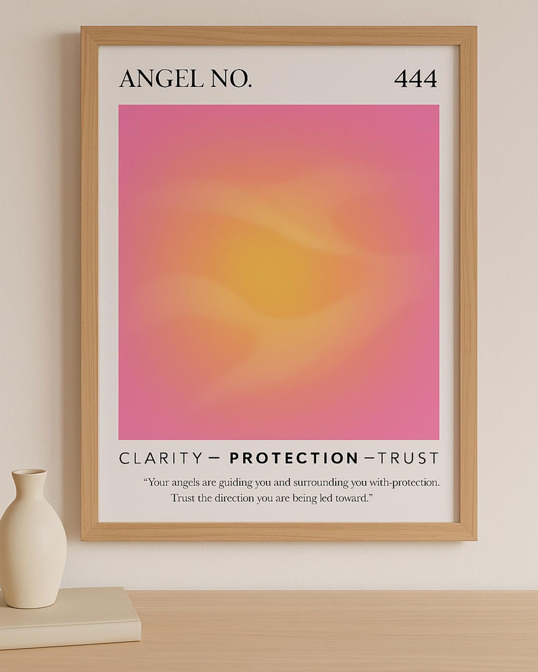 Angel Number 444 Poster, Aura Gradient Wall Art, Spiritual Printable ...