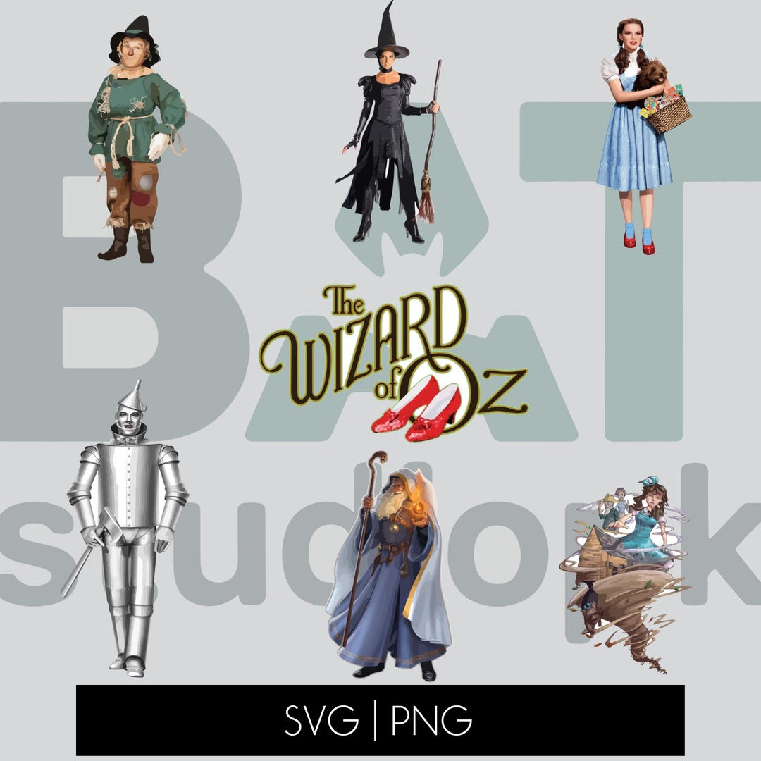 Wizard of Oz Characters SVG PNG, Tin Man Svg, Cowardly Lion Svg ...