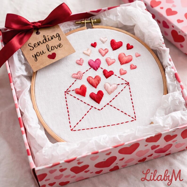 Love Letter Heart Embroidery Pattern, Valentine's Day DIY (PDF Pattern ...