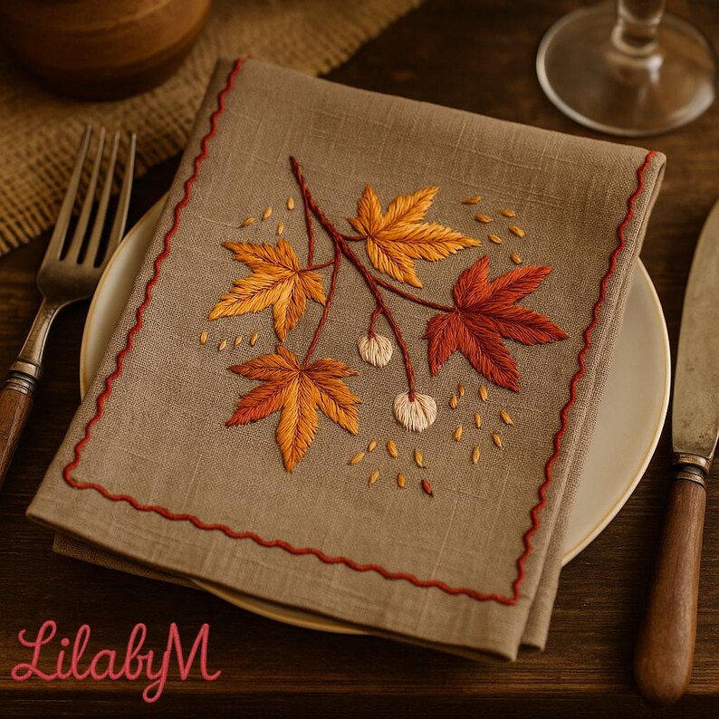 Autumn Maple Leaves Embroidery Pattern – Hand Embroidery PDF, Fall Hoop ...