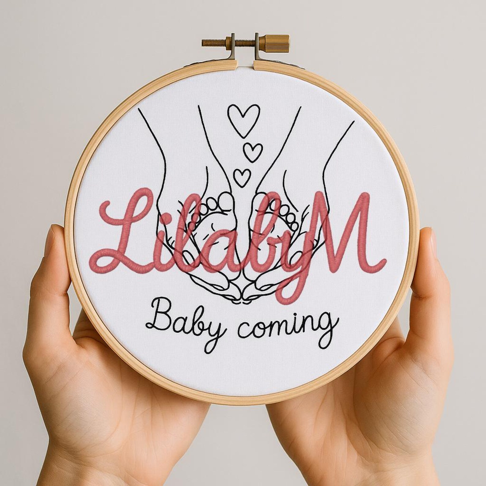 Baby Coming Announcement Embroidery Pattern – Pregnancy Line Art – PDF ...