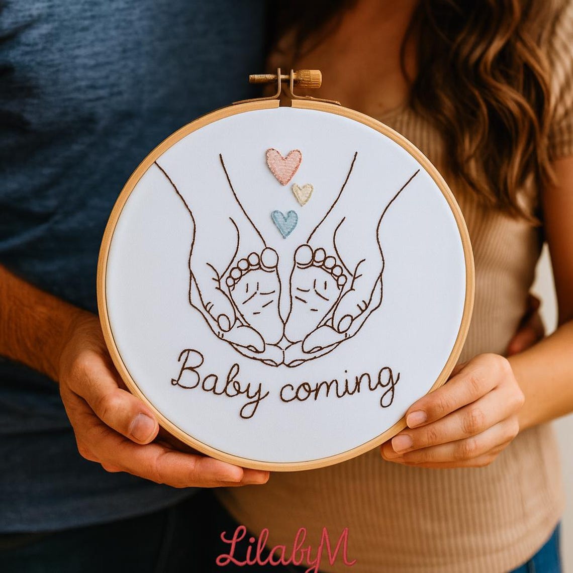 Baby Coming Announcement Embroidery Pattern – Pregnancy Line Art – PDF ...