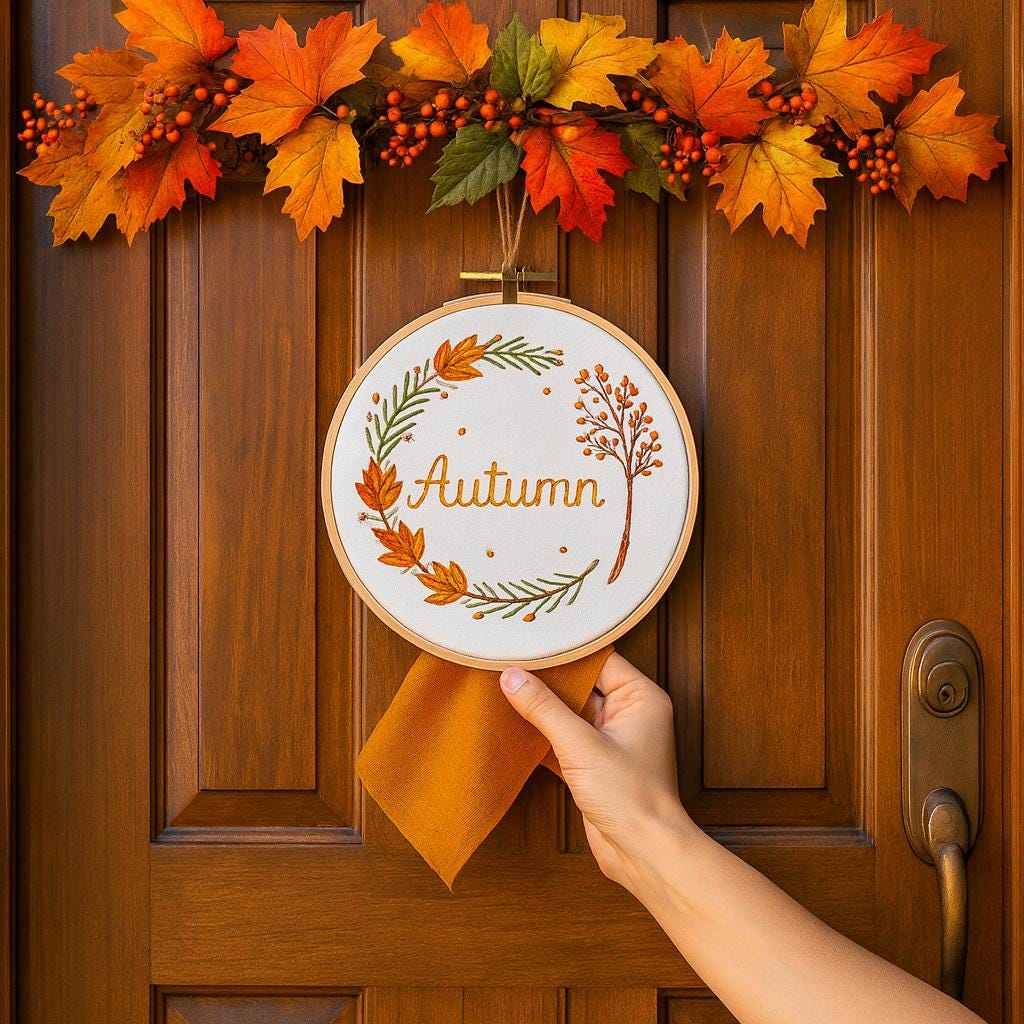 Autumn Tree Embroidery Pattern: Fall Wreath Hoop Art (PDF) - Etsy
