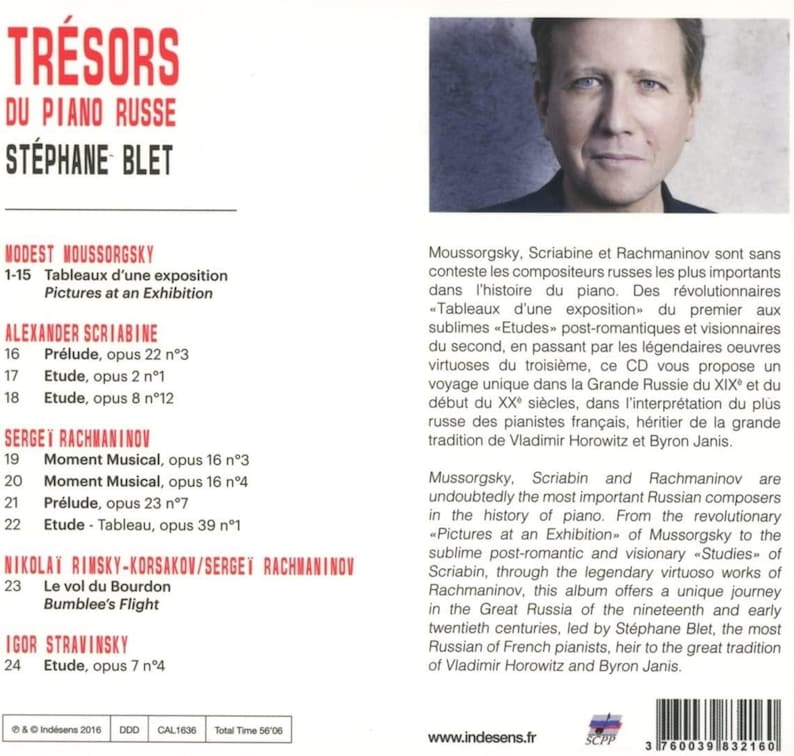 Stéphane Blet, Russian Piano Works Rachmaninov, Calliope (audio CD) New ...