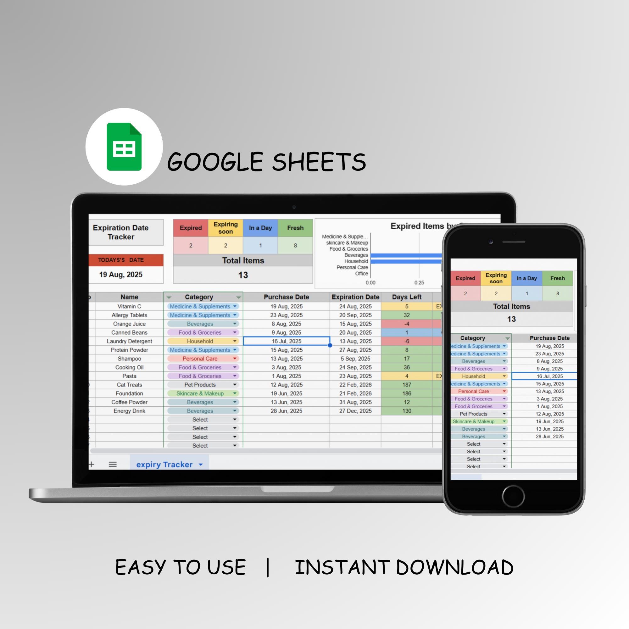 Expiration Date Tracker |google Sheets Expiration Date Template ...