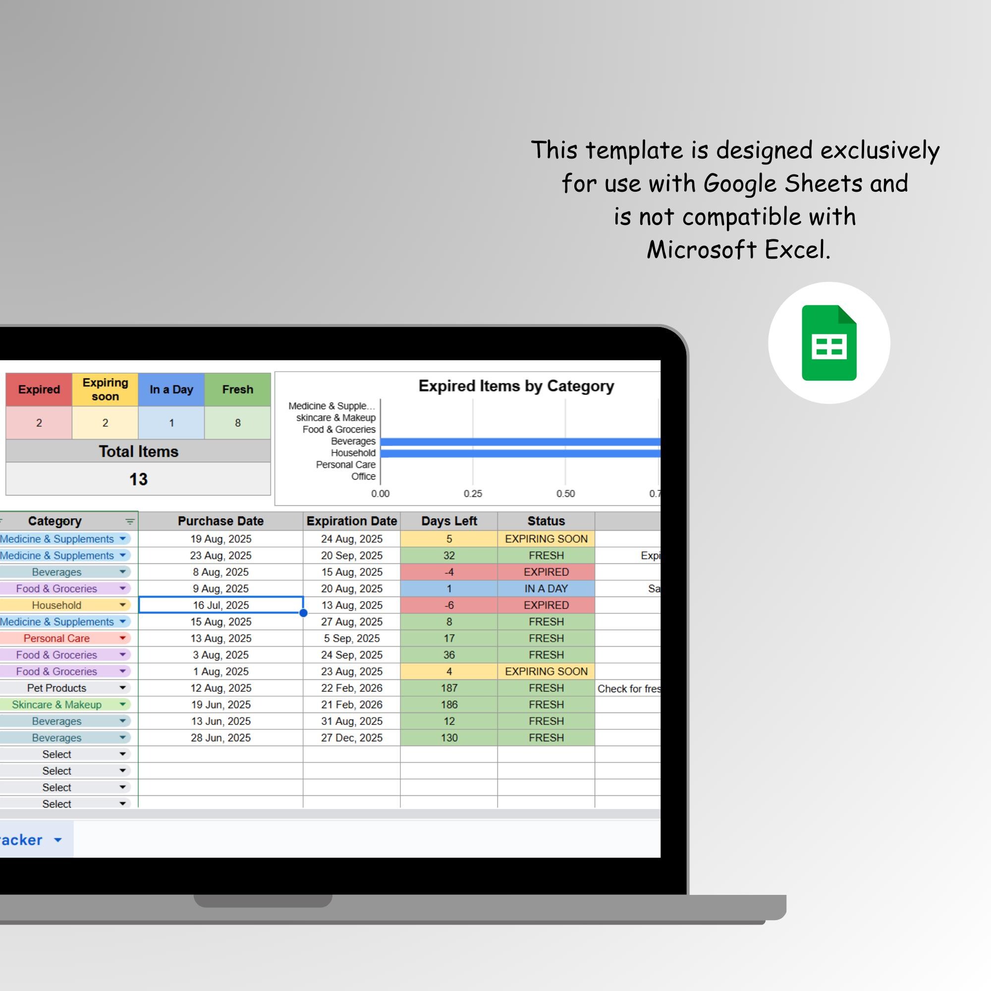 Expiration Date Tracker |google Sheets Expiration Date Template ...