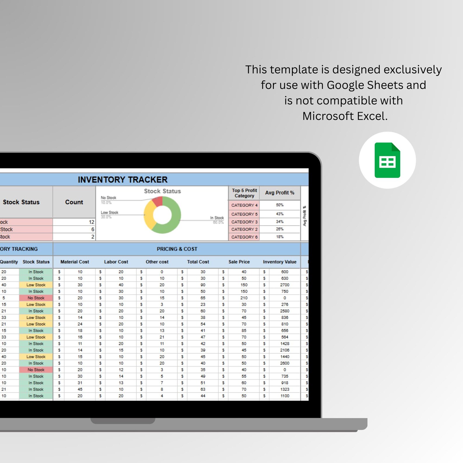 Inventory Tracker Template Spreadsheet Small Business, Inventory Stock ...