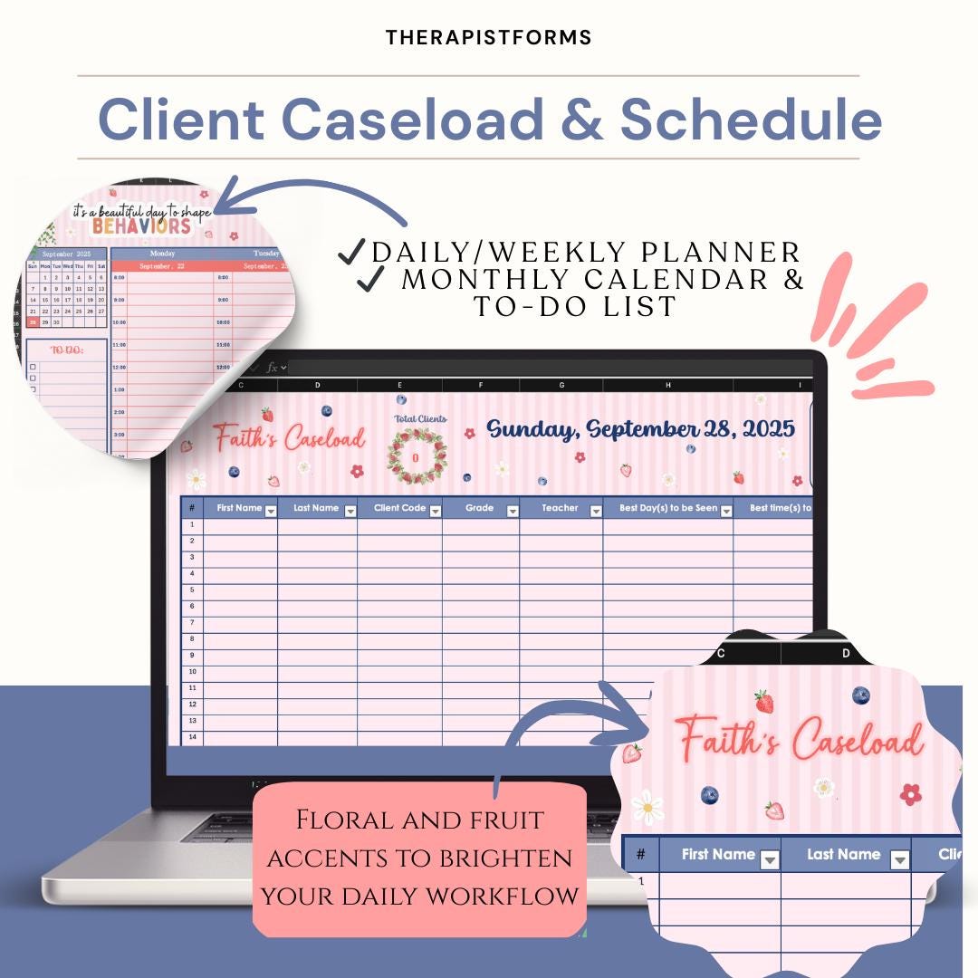 Berry Organized Excel Caseload Tracker | School Counselor Planner ...