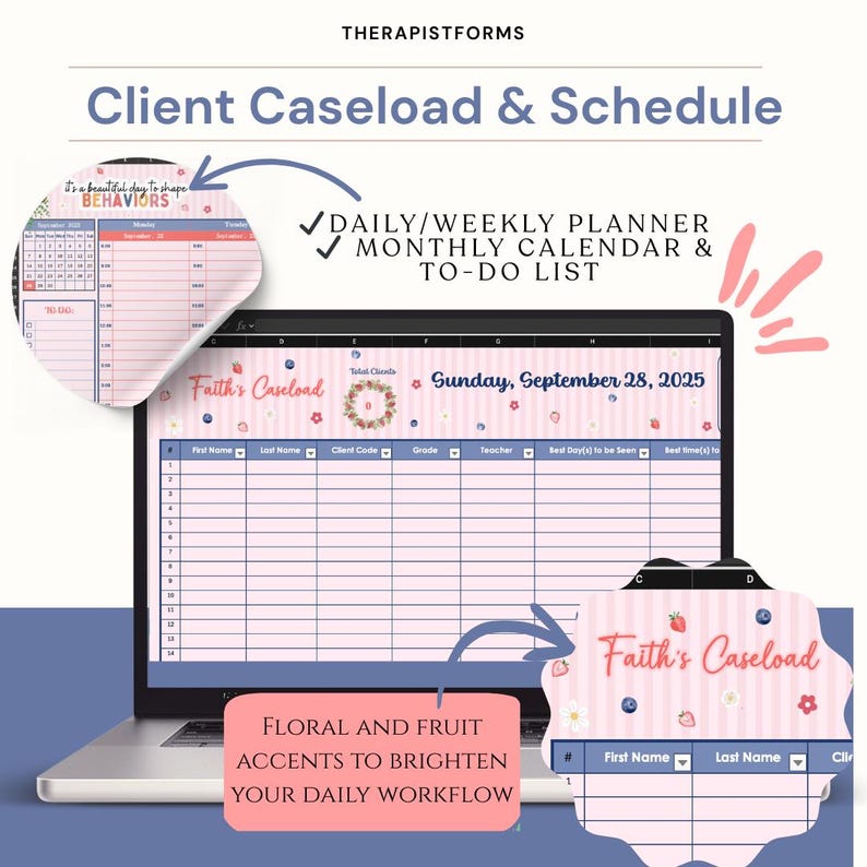 Berry Organized Excel Caseload Tracker | School Counselor Planner ...