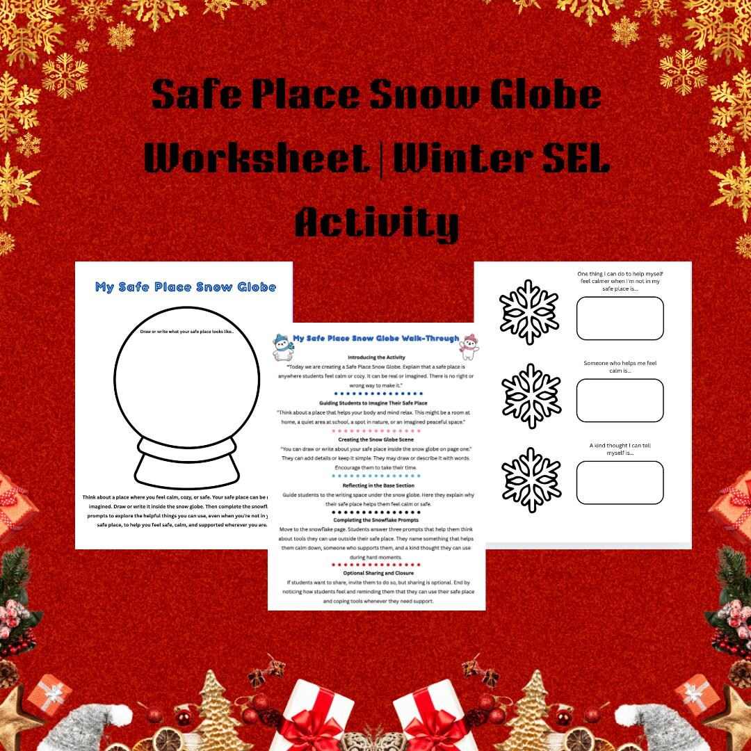 Safe Place Snow Globe Worksheet | Winter SEL Activity | Printable ...