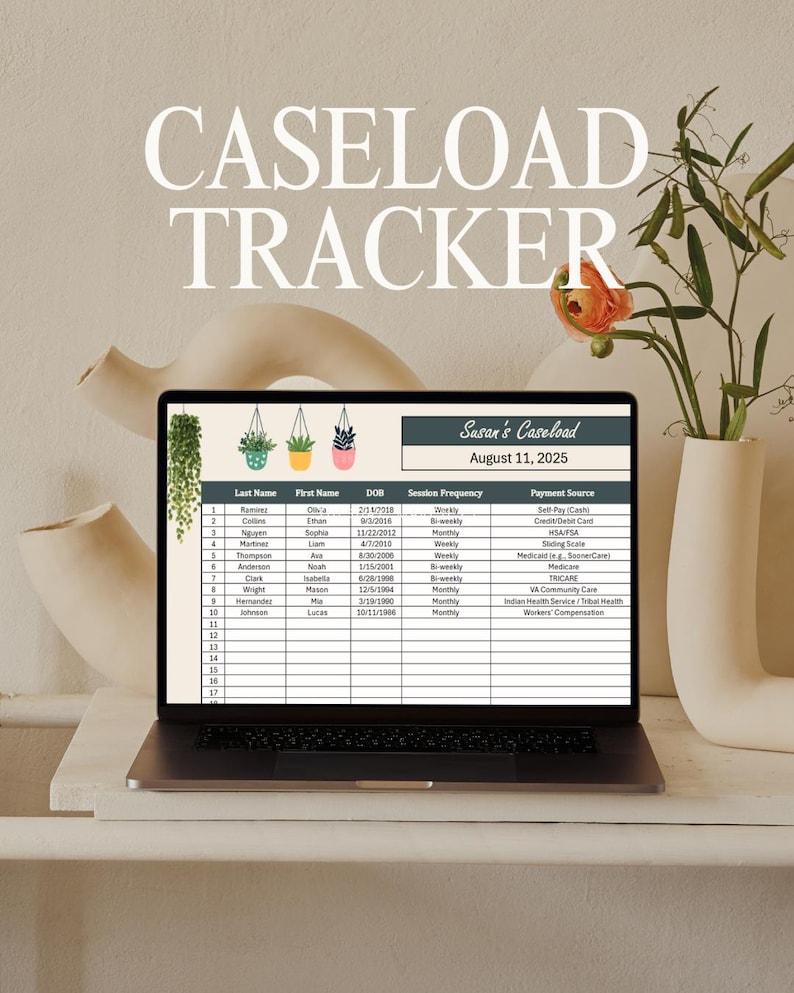 Therapist Caseload Tracker | Excel - Etsy