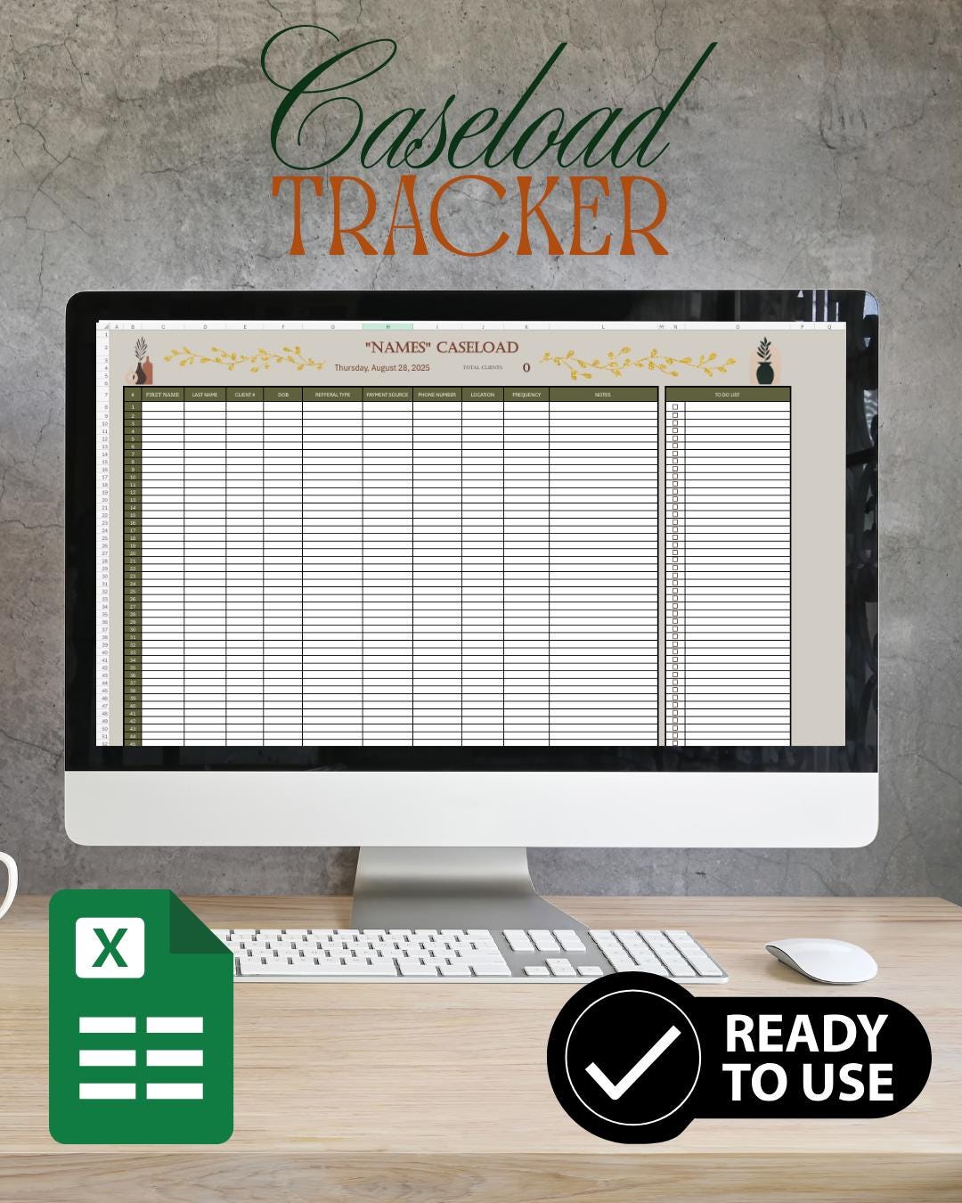 Therapist Caseload Tracker | Client Management Spreadsheet | To-do List ...