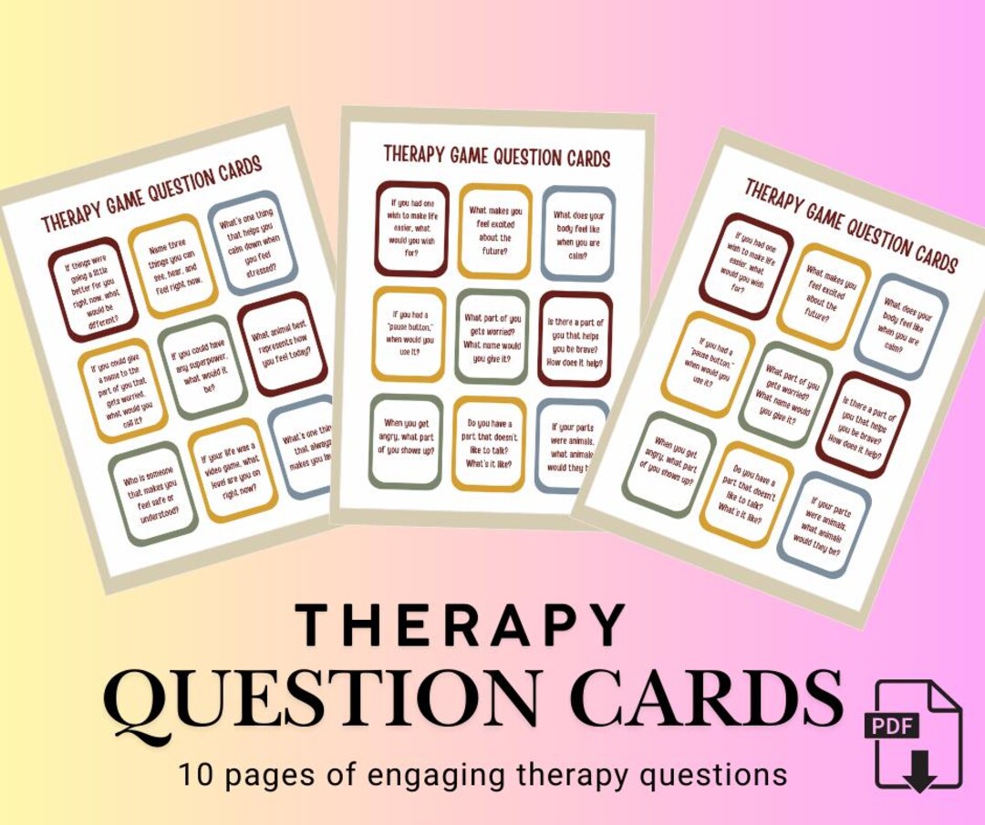 Therapy Game Question Cards | Printable Counseling Tool for Kids, Teens ...