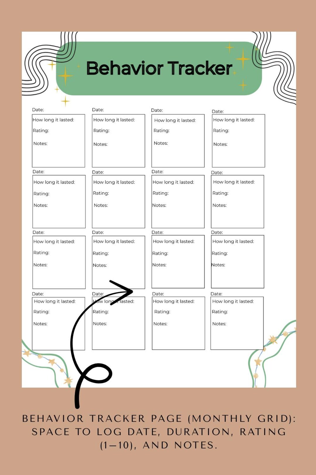 Behavior Tracker & Rating Key | Printable Monthly Chart | Child ...