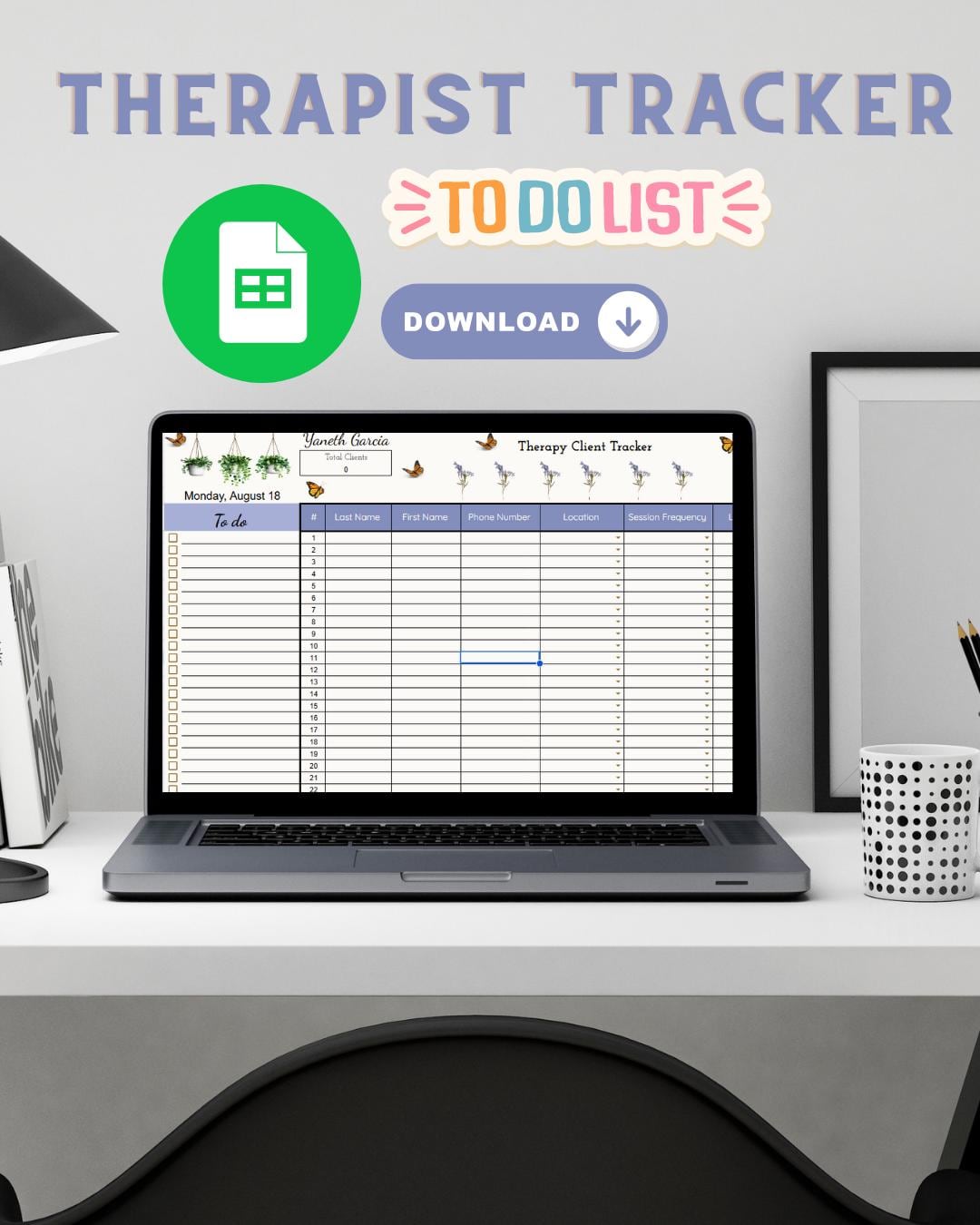 Counseling Client Tracker Spreadsheet | Therapy Organizer for Social ...