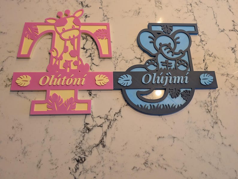 Personalized Giraffe Door Sign • Custom Giraffe Monogram • Safari ...