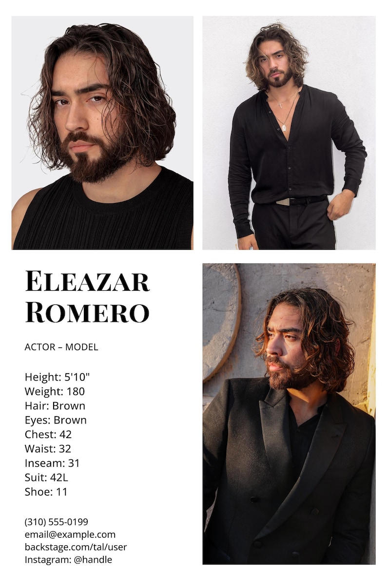 Editable Actor Comp Card Template | Canva Template for Actors & Models ...