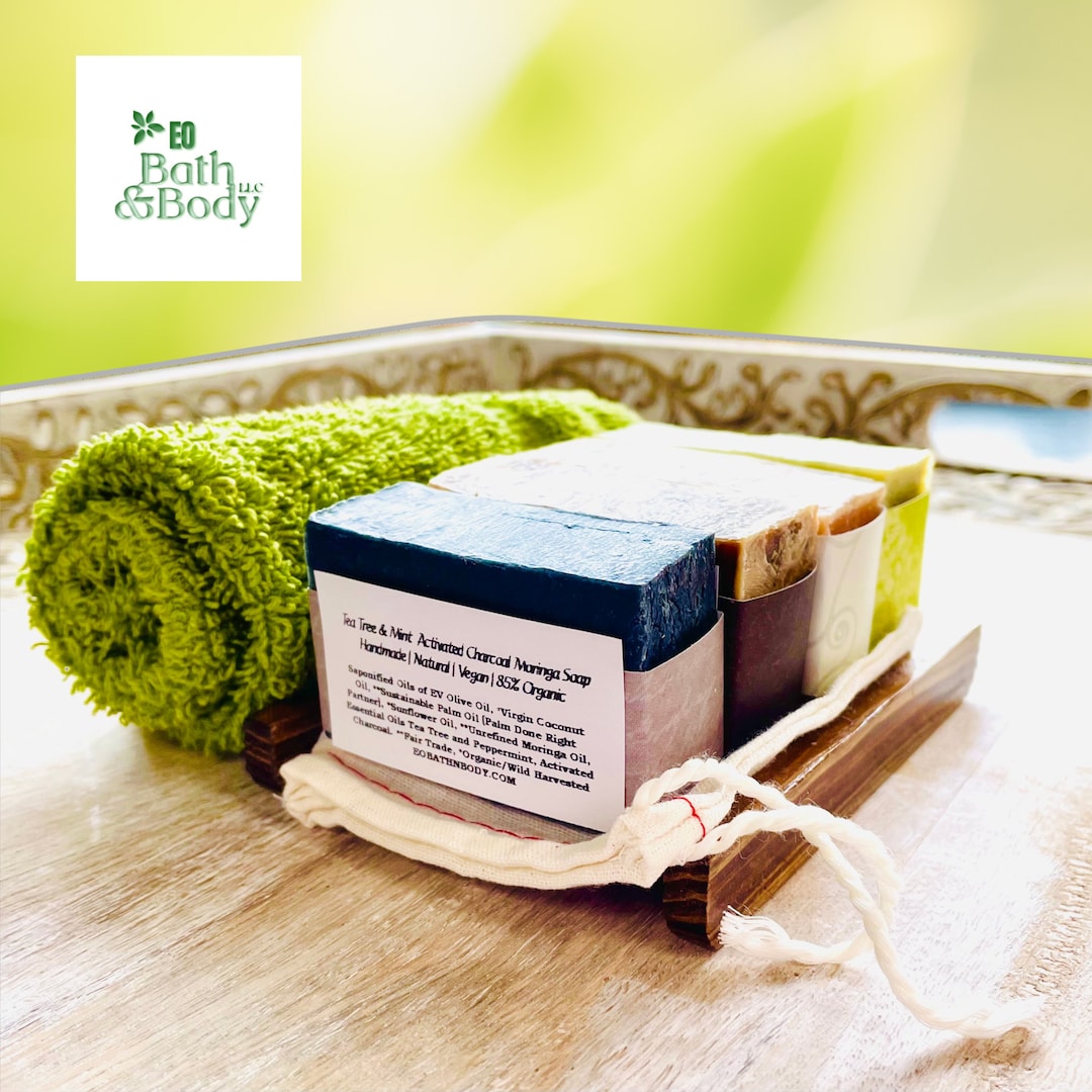Organic Moringa Soap Gift Set | Handmade Cold Process Soaps, Bamboo ...