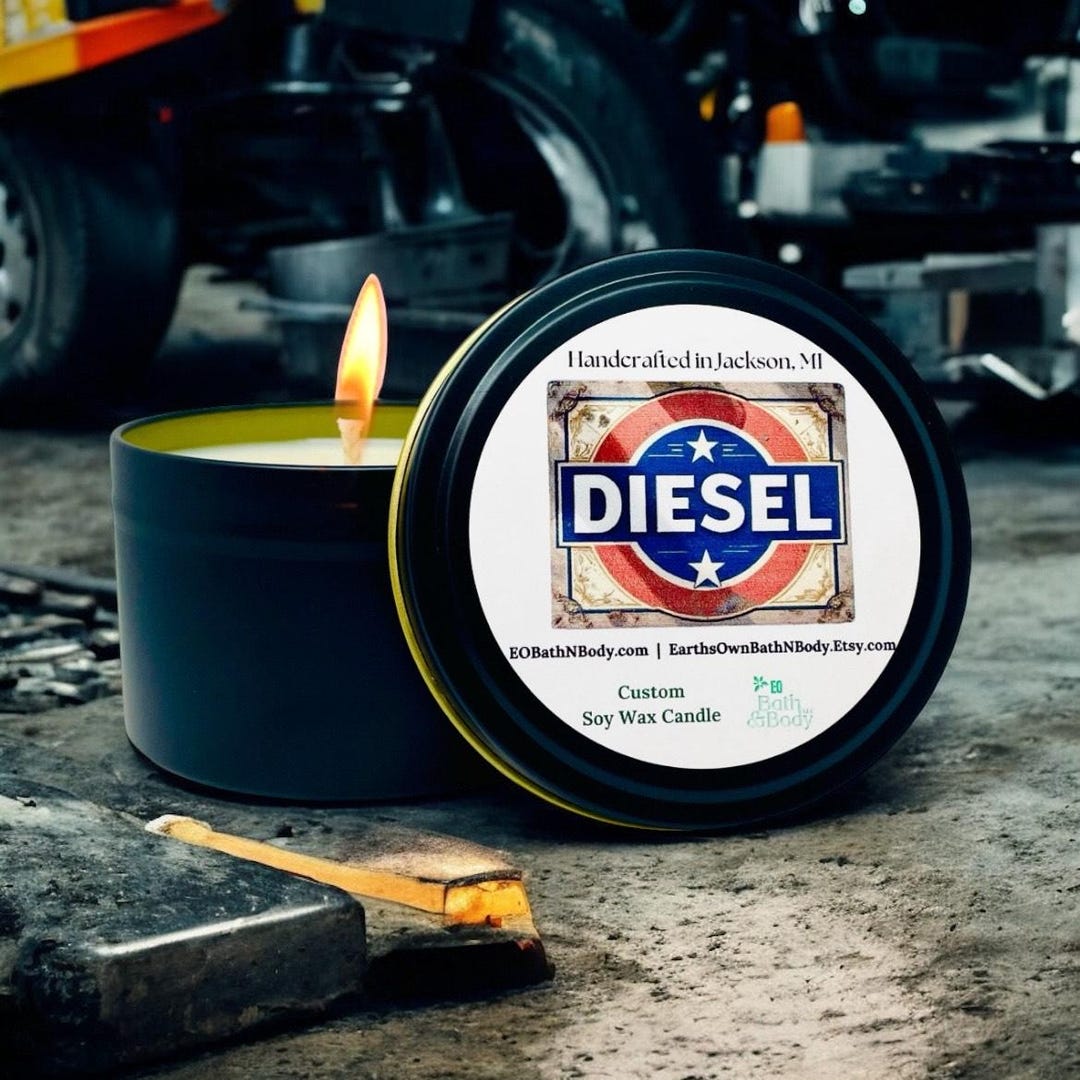 Diesel Fuel Aroma Soy Wax Novelty Candle | Hand Poured in Michigan | 3 ...