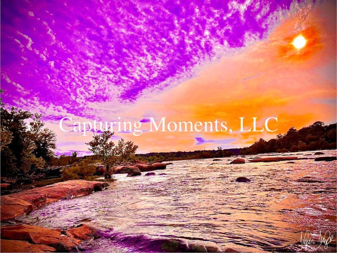 Purple Sunset River Landscape Photo: Vivid Wall Art (digital Download ...