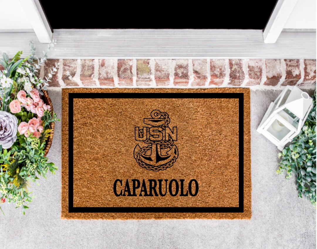 USN Chiefs Custom Door Mat, Last Name Doormat, Housewarming Gift ...