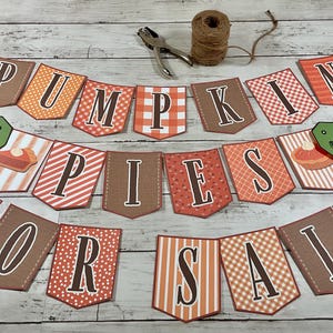 Pumpkin Pies for Sale Banner | Thanksgiving Farmhouse Garland | Rustic ...