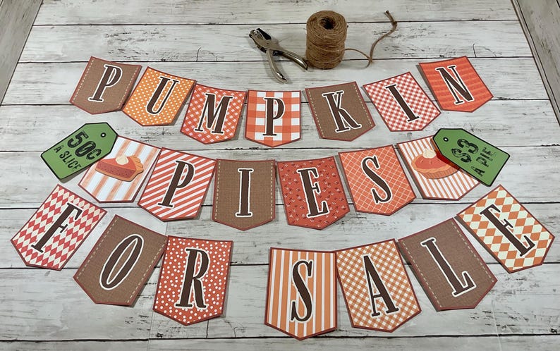 Pumpkin Pies for Sale Banner | Thanksgiving Farmhouse Garland | Rustic ...