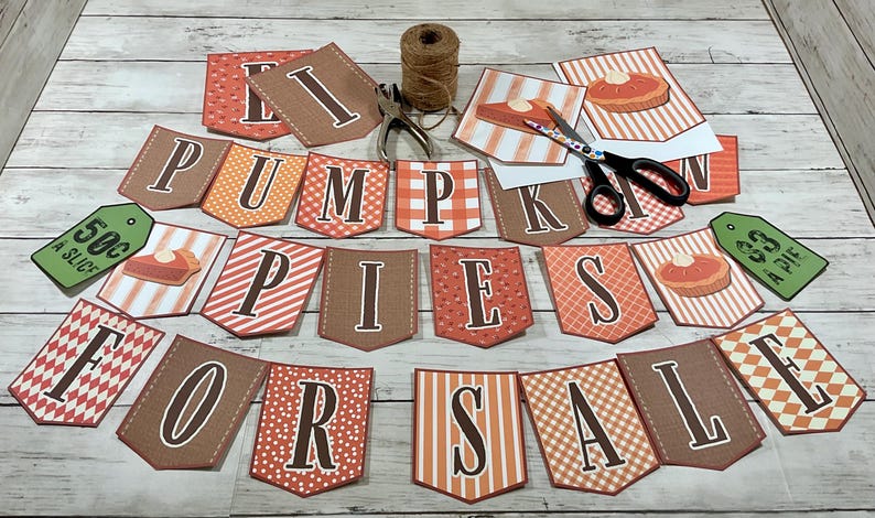 Pumpkin Pies for Sale Banner | Thanksgiving Farmhouse Garland | Rustic ...