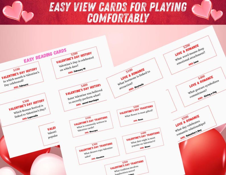 Valentine’s Day Jeopardy Game Printable, Party Game for Kids & Adults ...