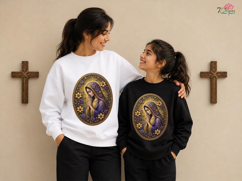 Virgin Mary Shirt Premium Quality Catholic Faith Graphic Tee Religious ...